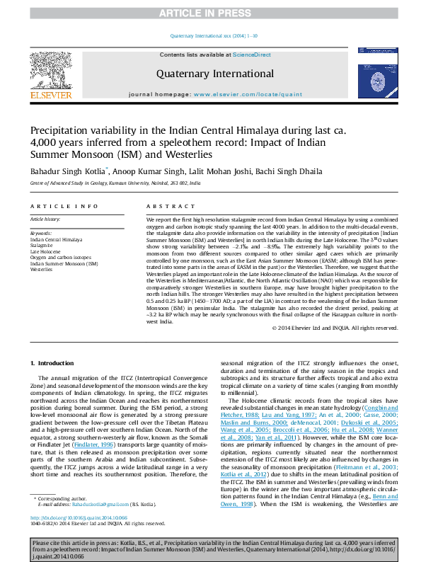 (PDF) A 900-year (600 to 1500 A.D.) record of the Indian summer monsoon ...