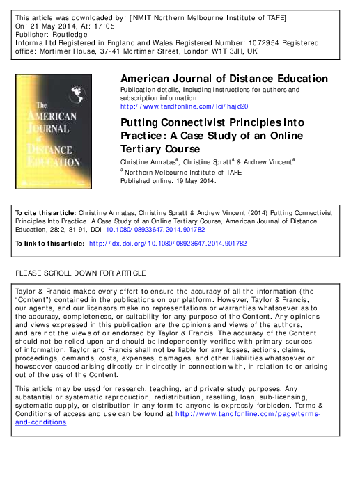 (PDF) Putting Connectivist Principles Into Practice