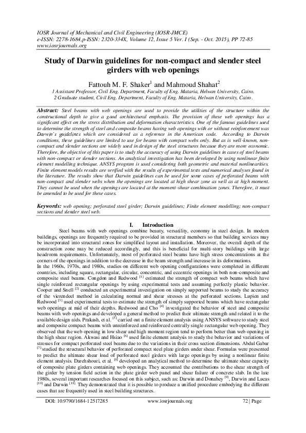 (PDF) Study of Darwin guidelines for non-compact and slender steel ...