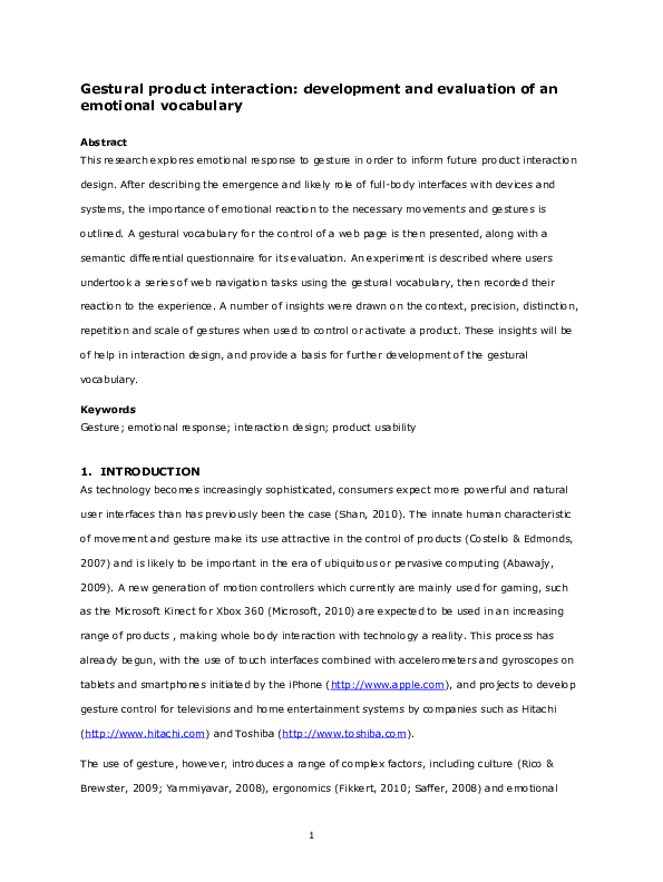 (PDF) Gestural Product Interaction