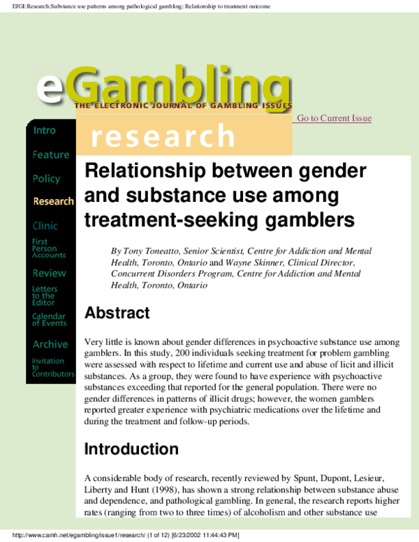 (PDF) Relationship between gender and substance use among treatment ...