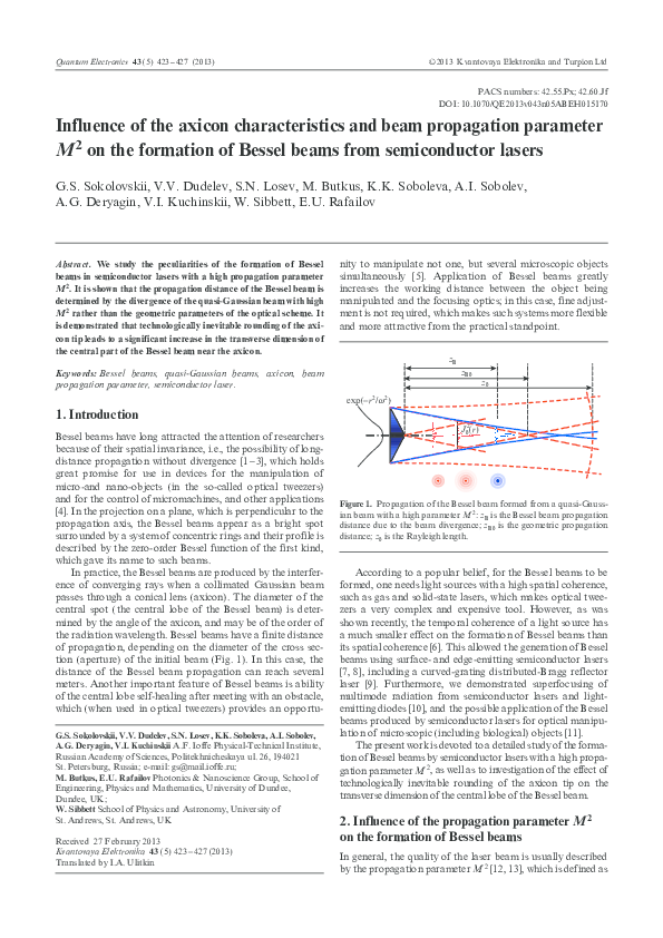 (PDF) Influence of the axicon characteristics and beam propagation parameter M 2 on the ...