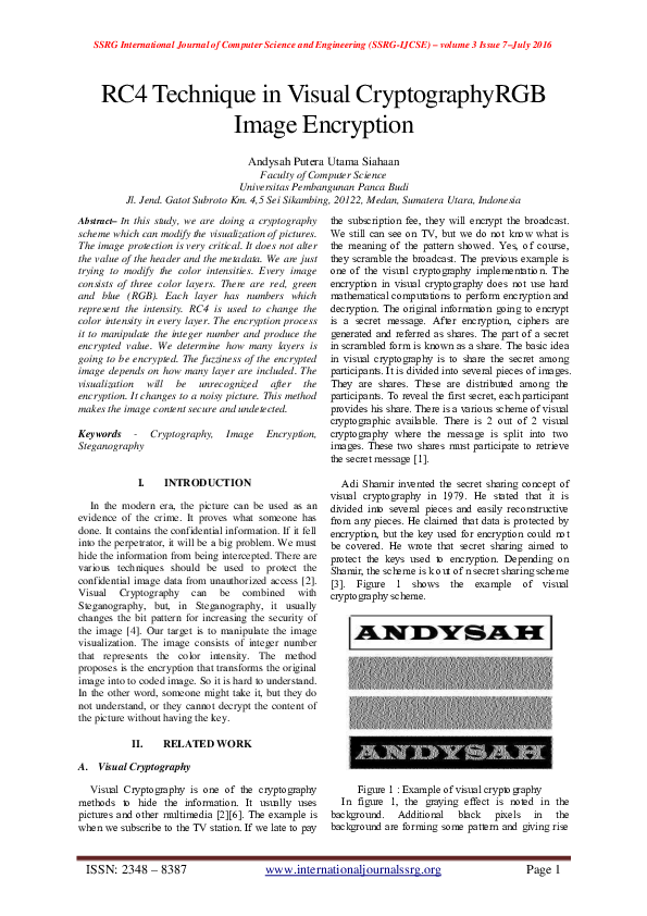 (PDF) RC4 Technique in Visual Cryptography RGB Image Encryption
