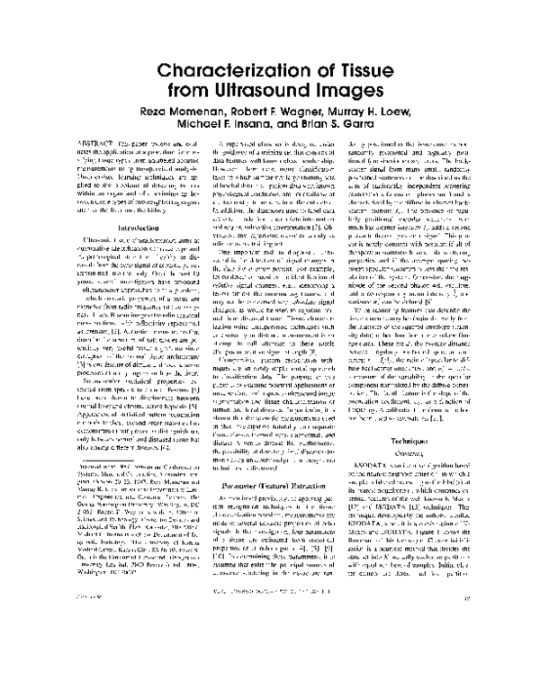 Pdf Characterization Of Tissue From Ultrasound Images