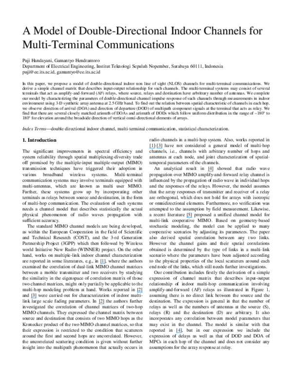 (PDF) A Model of Double-Directional Indoor Channels for Multiterminal ...