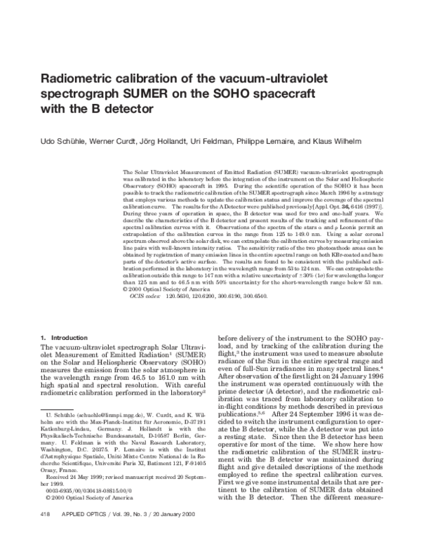 (PDF) Radiometric Calibration of the Vacuum-Ultraviolet Spectrograph ...