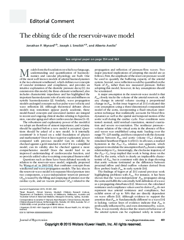 (PDF) The ebbing tide of the reservoir-wave model | Alberto Avolio ...