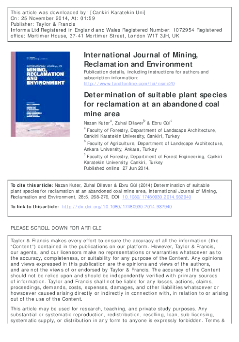 (PDF) Determination of suitable plant species for reclamation at an ...