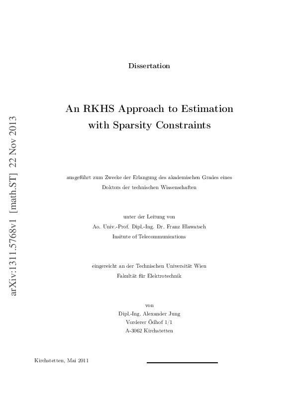 (PDF) An RKHS approach to estimation with sparsity constraints | Alexander Jung - Academia.edu