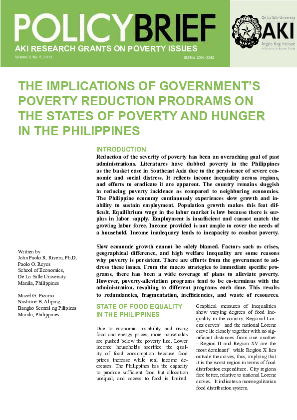 (PDF) The implications of government's poverty reduction programs on ...