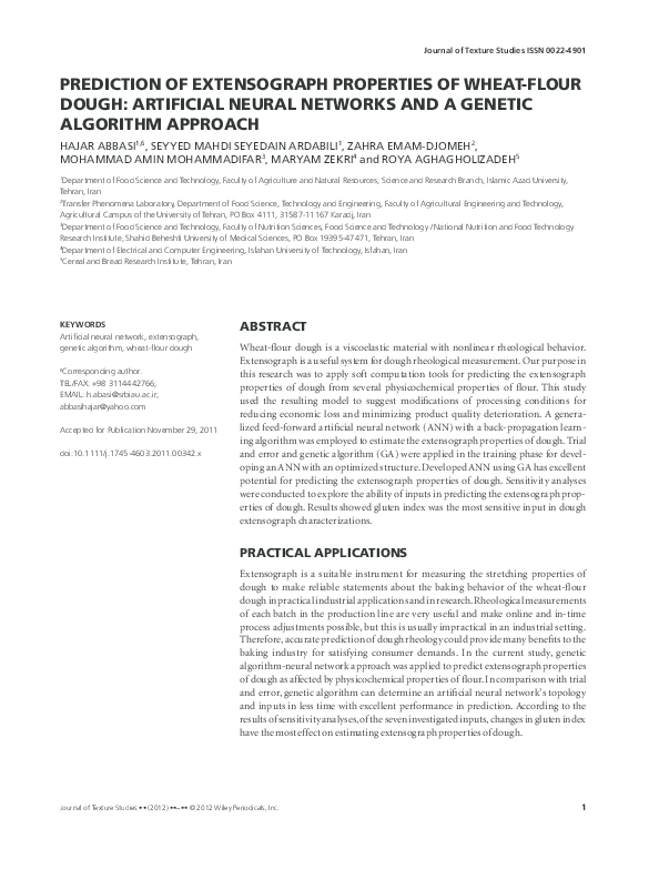 (PDF) Prediction of Extensograph Properties of Wheat-Flour Dough ...