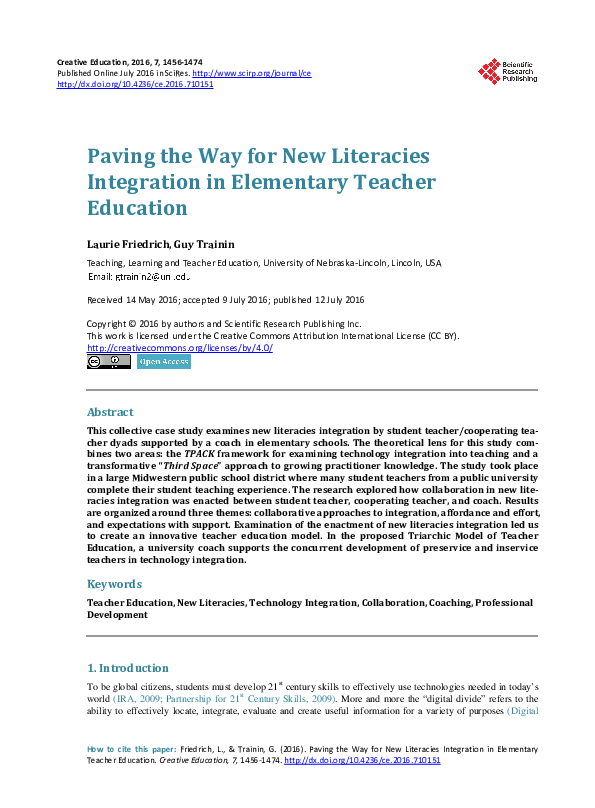 (PDF) Paving the Way for New Literacies Integration in Elementary ...