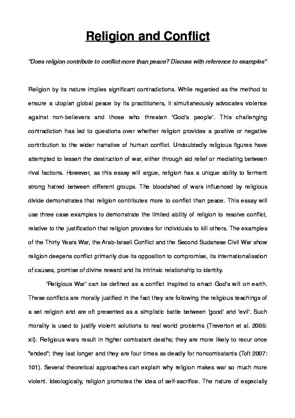 (PDF) Religion and Conflict " Does religion contribute to conflict more ...