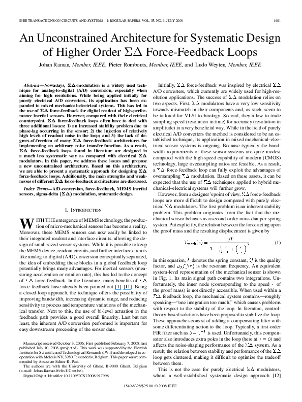 (PDF) An Unconstrained Architecture for Systematic Design of Higher ...