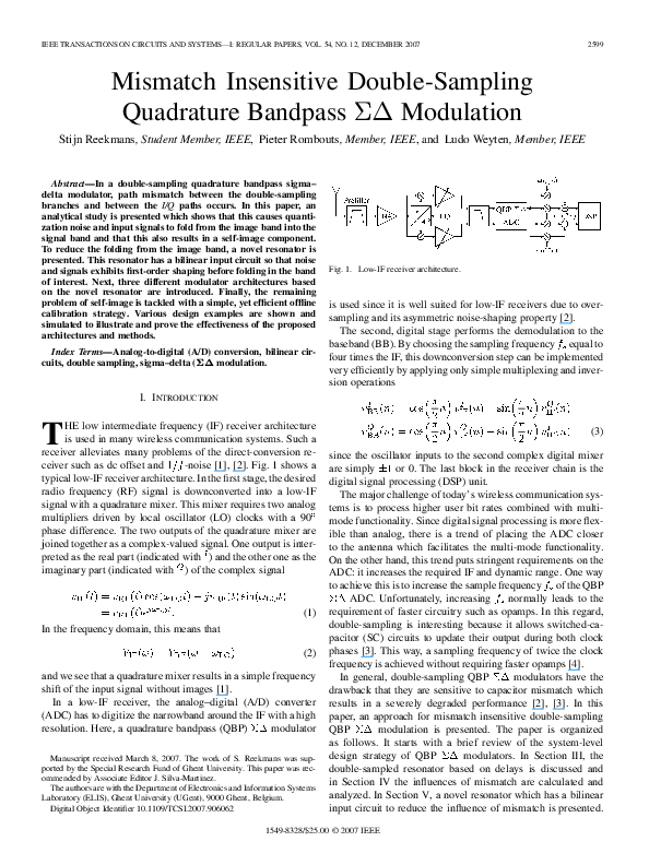 (PDF) Mismatch Insensitive Double-Sampling Quadrature Bandpass $\Sigma ...