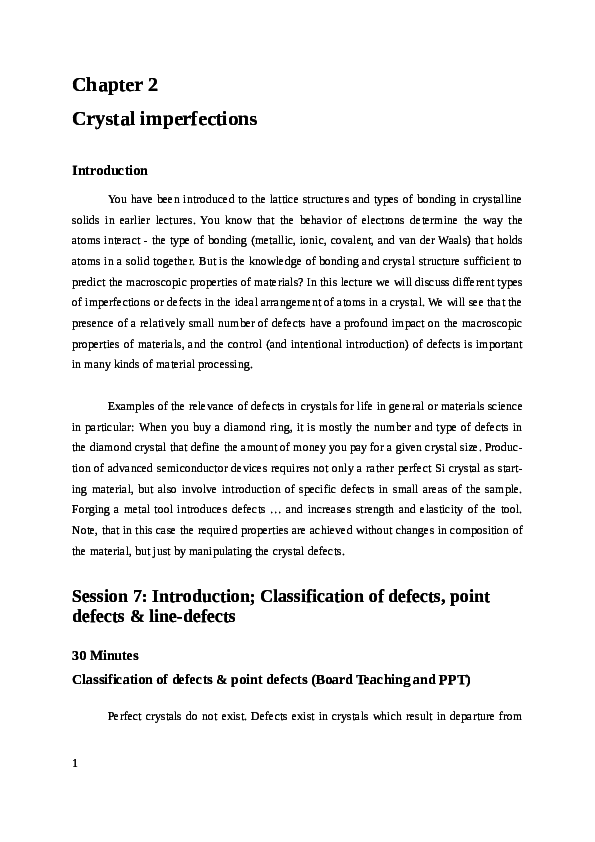 (PDF) Chapter 2 Crystal imperfections