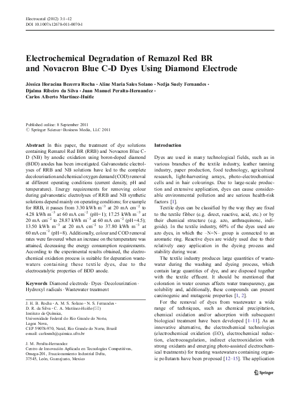 (PDF) Electrochemical Degradation of Remazol Red BR and Novacron Blue C ...