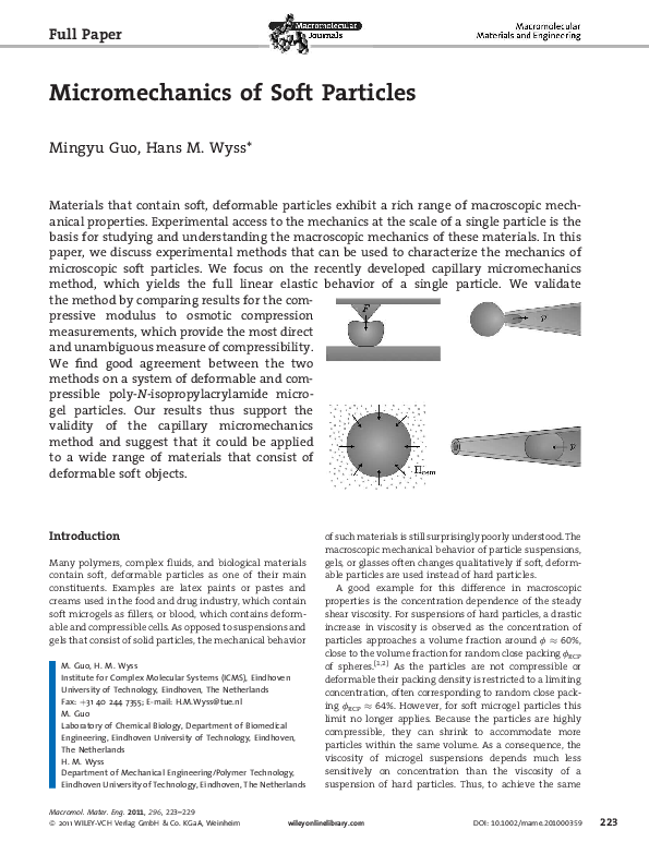 (PDF) Micromechanics of Soft Particles