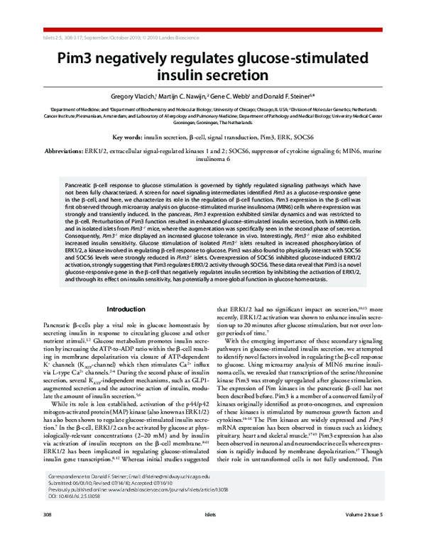 (PDF) Pim3 negatively regulates glucose-stimulated insulin secretion
