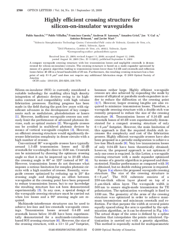 (PDF) Highly efficient crossing structure for silicon-on-insulator ...