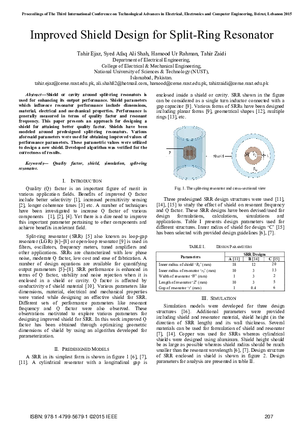 (PDF) Improved shield design for split-ring resonator