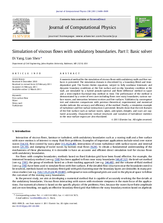(PDF) Simulation of viscous flows with undulatory boundaries: Part II. Coupling with other ...