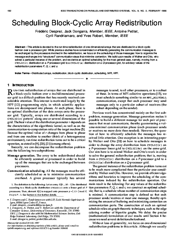 (PDF) Scheduling Block-Cyclic Array Redistribution