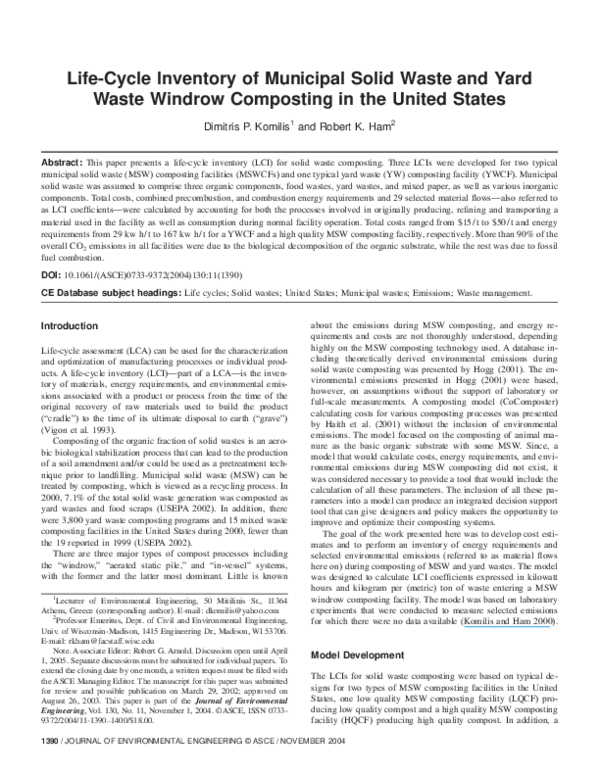 (PDF) Life-Cycle Inventory of Municipal Solid Waste and Yard Waste ...