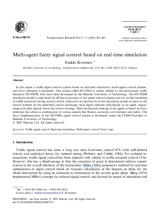 (PDF) Multi-agent fuzzy signal control based on real-time simulation