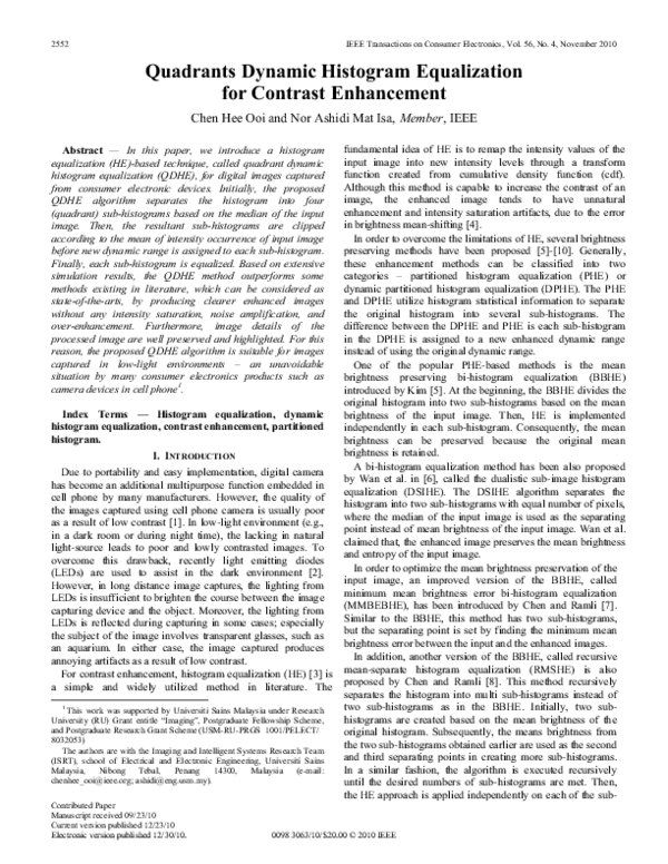 (PDF) Quadrants dynamic histogram equalization for contrast enhancement
