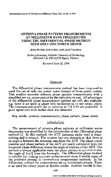 (PDF) Antenna phase pattern measurements at millimeter wave frequencies ...