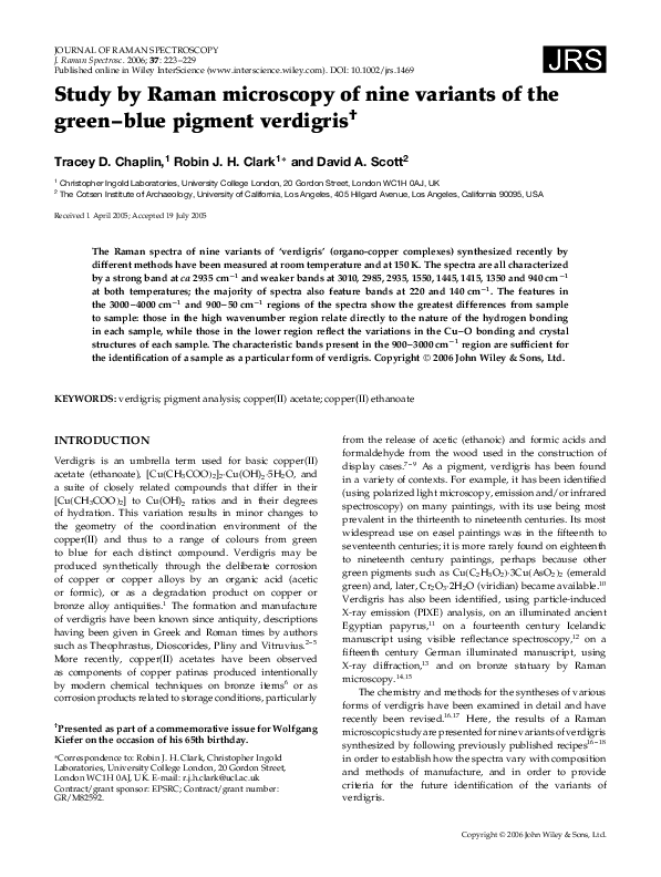 (PDF) Study by Raman microscopy of nine variants of the green-blue ...