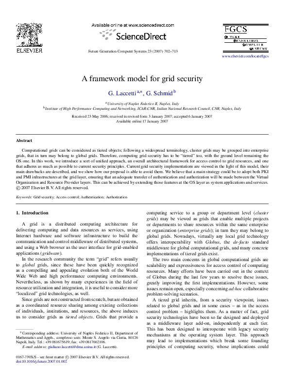 (PDF) A framework model for grid security