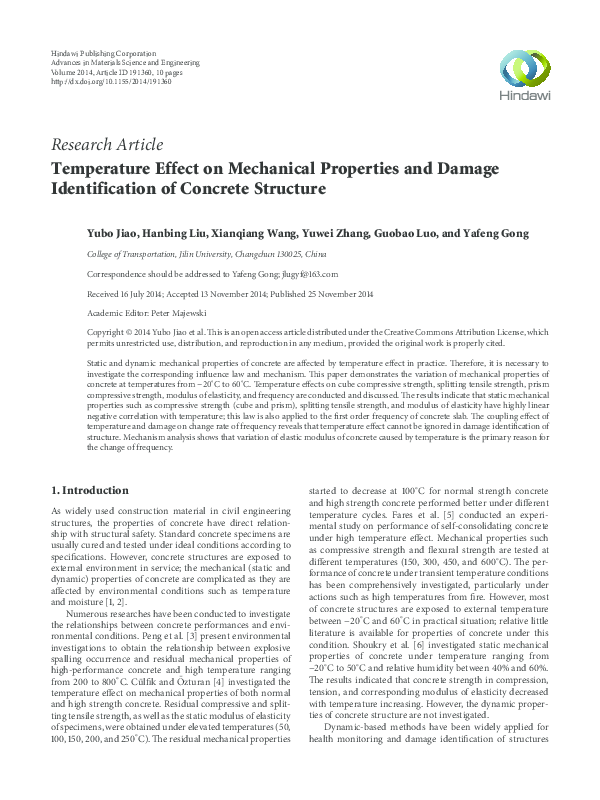 (PDF) Temperature Effect on Mechanical Properties and Damage ...