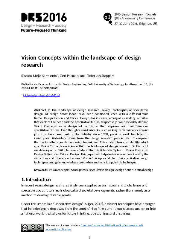 (PDF) Vision Concepts within the landscape of design research