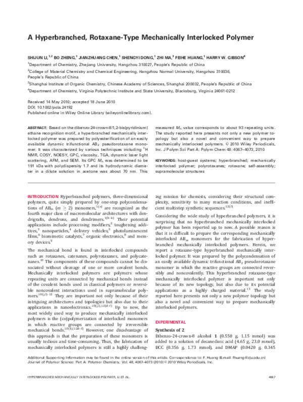 (PDF) A hyperbranched, rotaxane-type mechanically interlocked polymer