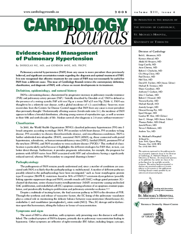 (PDF) Evidence-based Management of Pulmonary Hypertension | Arnold ...