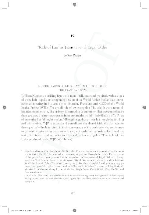 (PDF) ‘Rule of Law’ as Transnational Legal Order | Jothie Rajah ...