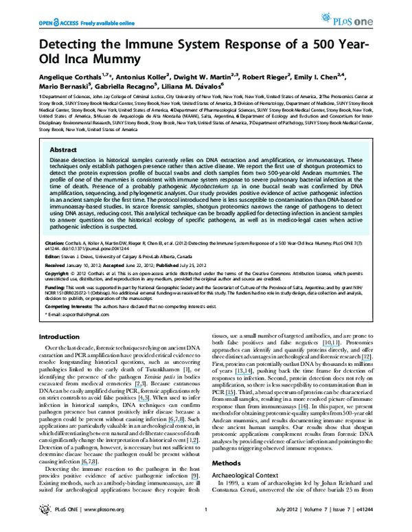 (PDF) Detecting the Immune System Response of a 500 Year-Old Inca Mummy