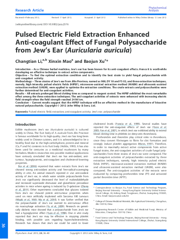 (PDF) Pulsed Electric Field Extraction Enhanced Anti-coagulant Effect ...