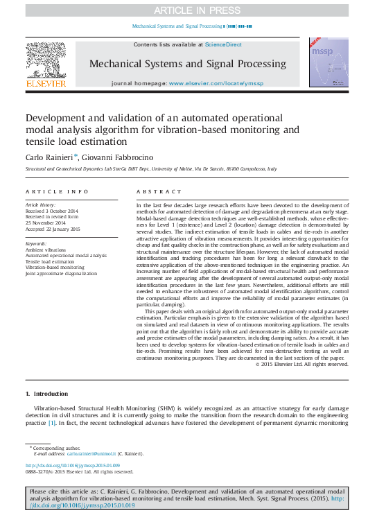 Pdf Development And Validation Of An Automated Operational Modal