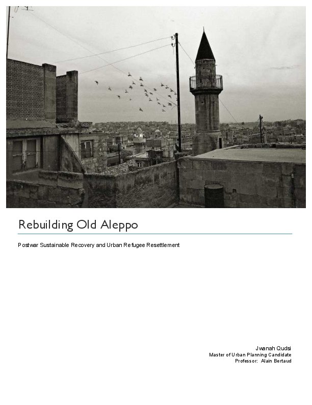 (PDF) Rebuilding Old Aleppo | Postwar Sustainable Recovery and Urban ...
