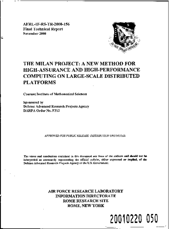 (PDF) The Milan Project: A New Method for High-Assurance and High-Performance Computing on Large ...