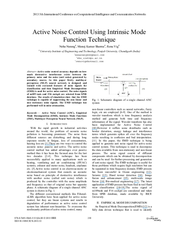 Pdf Theoretical Development Of Minimum Effort Active Noise Control 8369