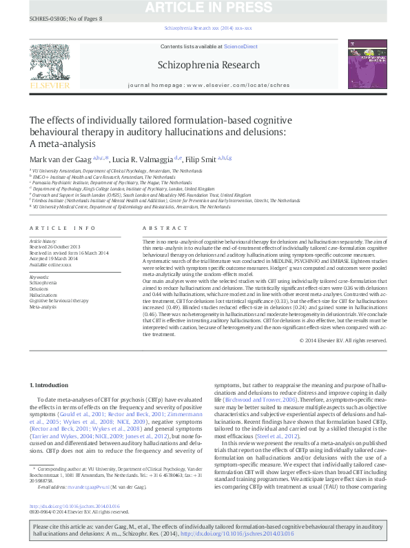 (PDF) The effects of individually tailored formulation-based cognitive ...