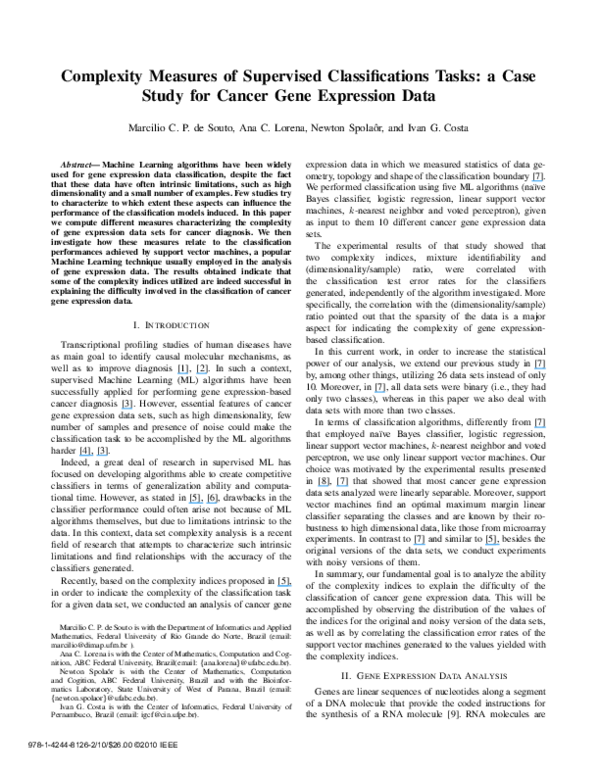(PDF) Complexity Measures of Supervised Classification Problems