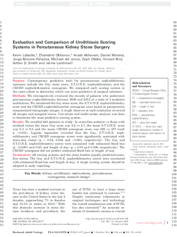 (PDF) Evaluation and Comparison of Urolithiasis Scoring Systems Used in ...