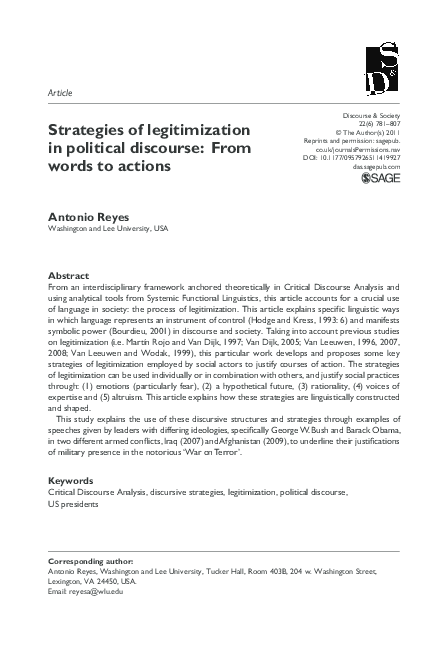 (PDF) “Strategies of Legitimization in Political Discourse: from Words ...