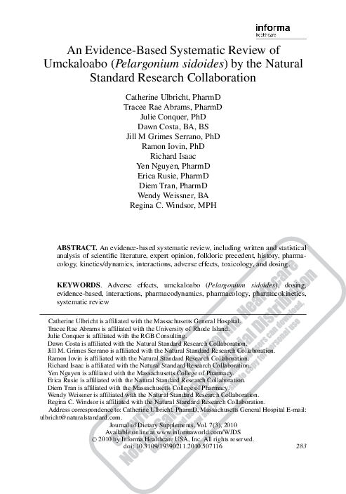 (PDF) An evidence-based systematic review of umckaloabo (Pelargonium ...