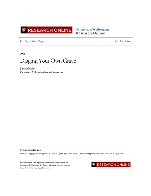 (PDF) Digging Your Own Grave | Sharon Beder - Academia.edu